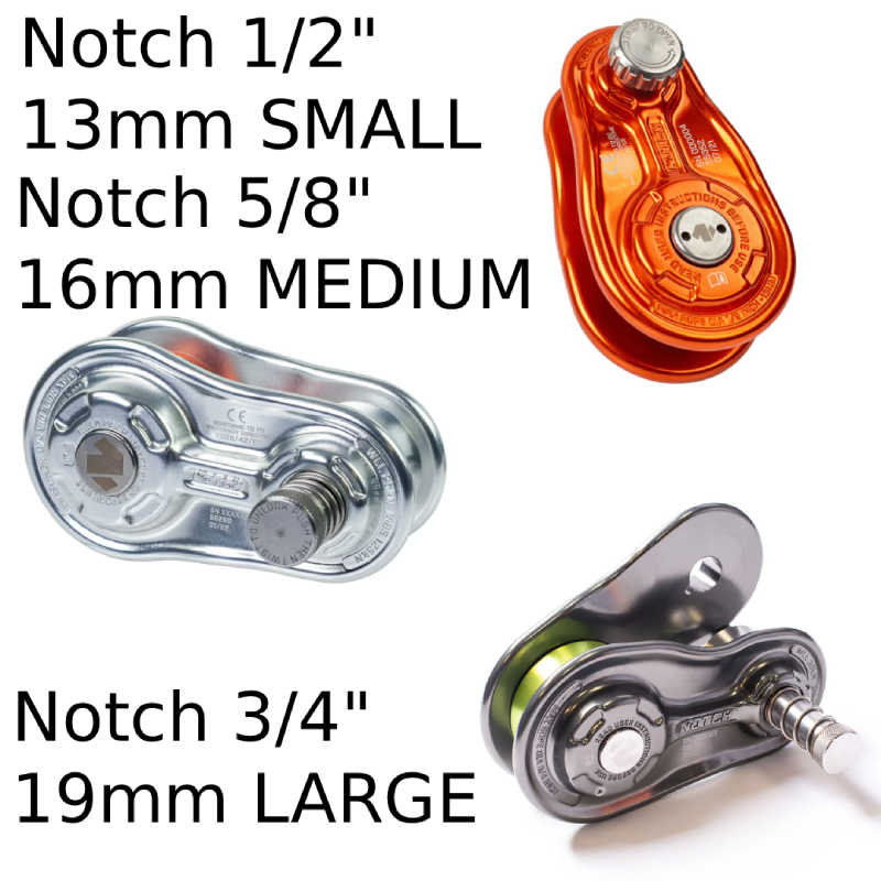 Notch 1/2" 13mm SMALL, 5/8" 16mm MEDIUM, 3/4" 19mm LARGE - Rigging Imp ...